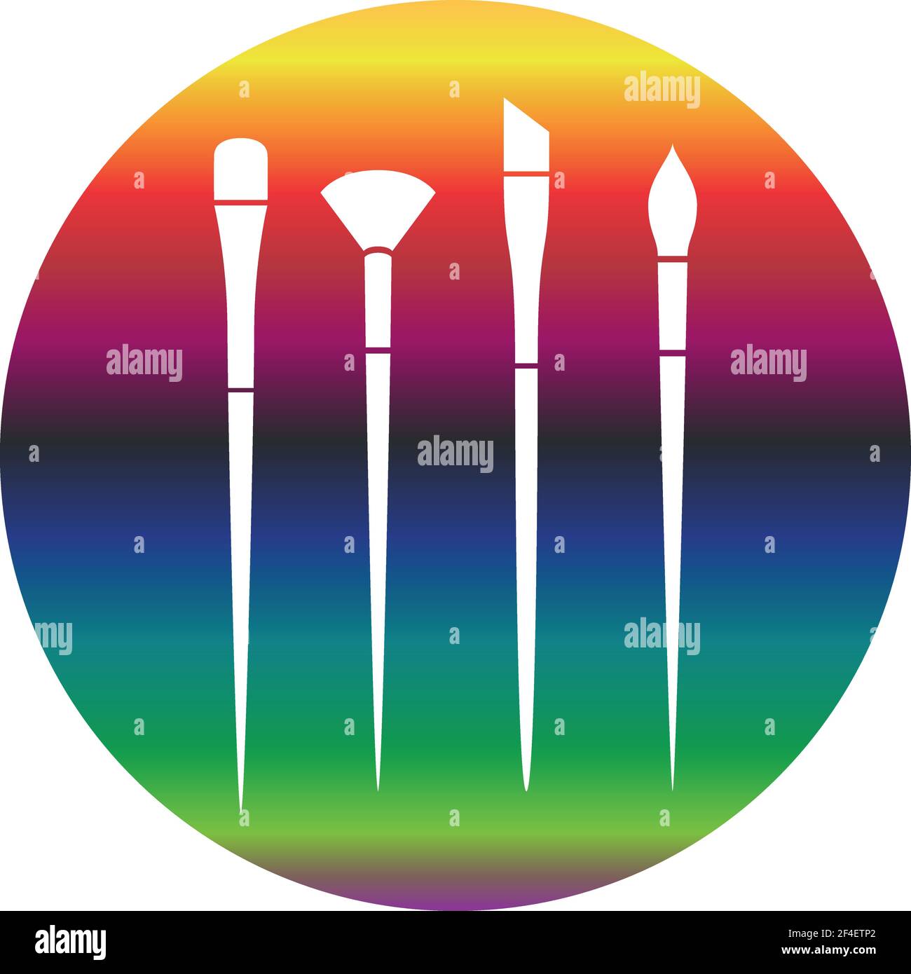Clean vector color art brush symbol icon set. Rainbow gradient EPS 10 ...