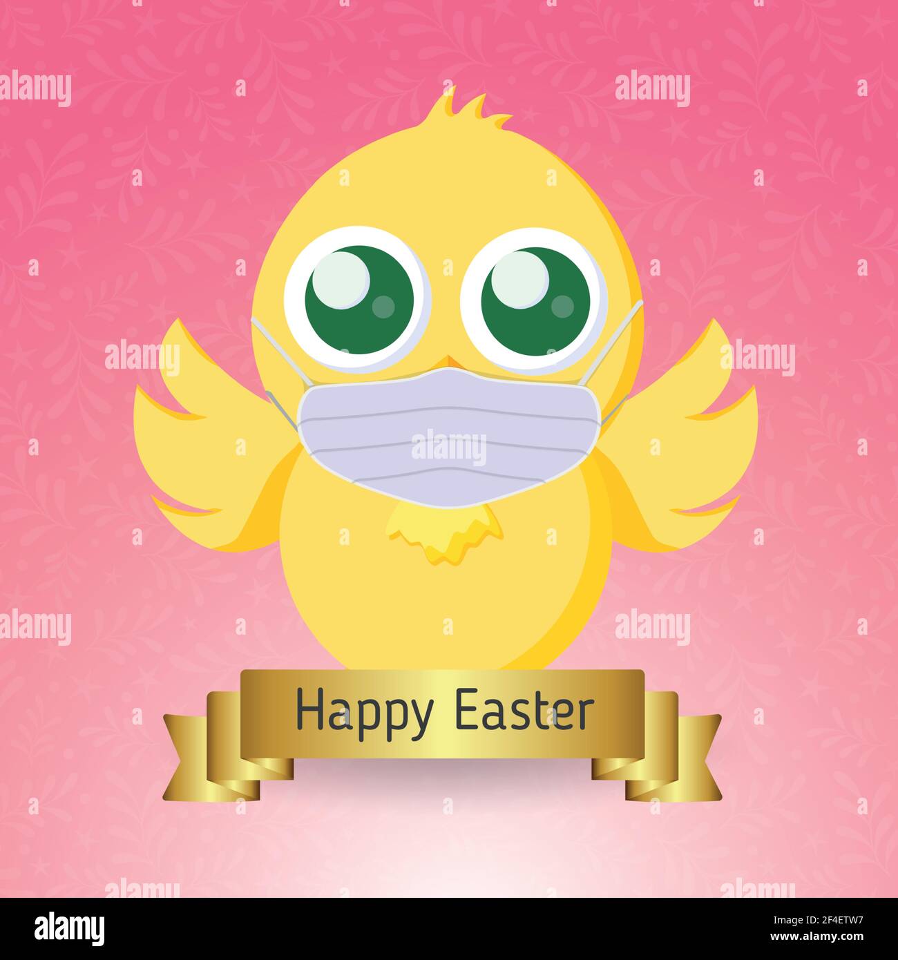 Yellow Easter Chick in Medical Mask - Vector illustration Stock Vector ...