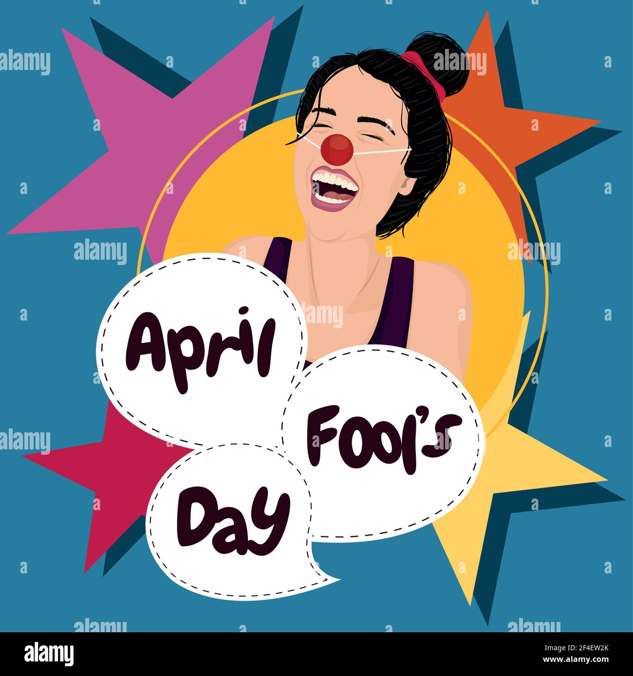 April fool day poster. Happy woman pop art style - Vector Stock Vector ...