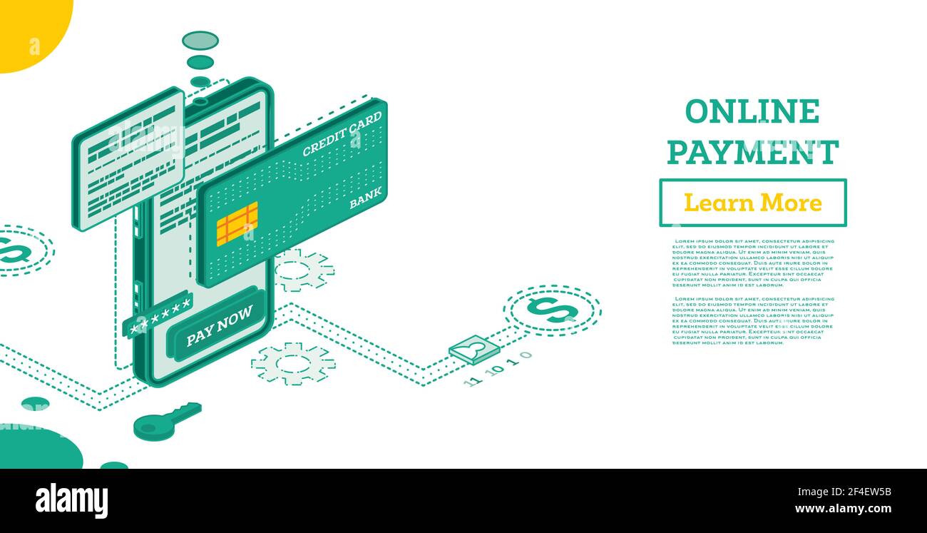 Online Outline Payment with Mobile Phone Isometric Illustration Concept ...