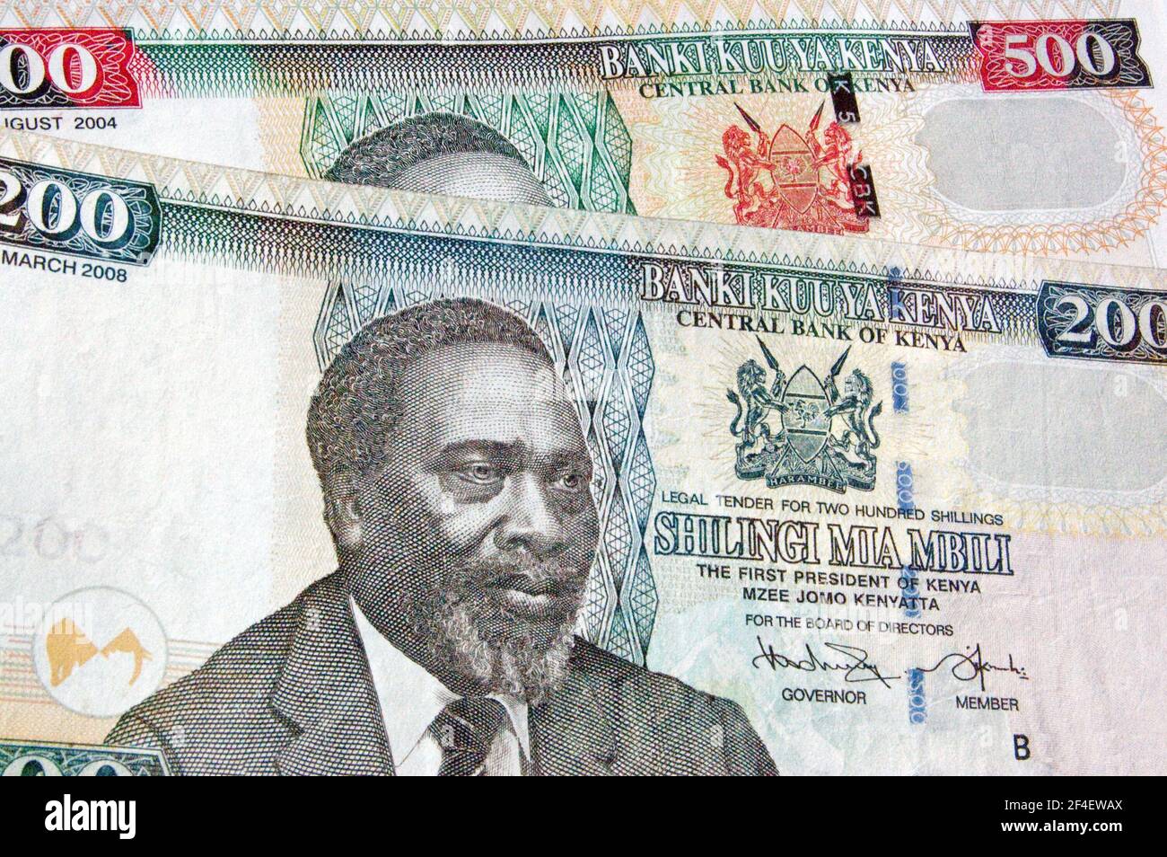 A background wallpaper made of Kenyan banknotes. The man on the bills ...