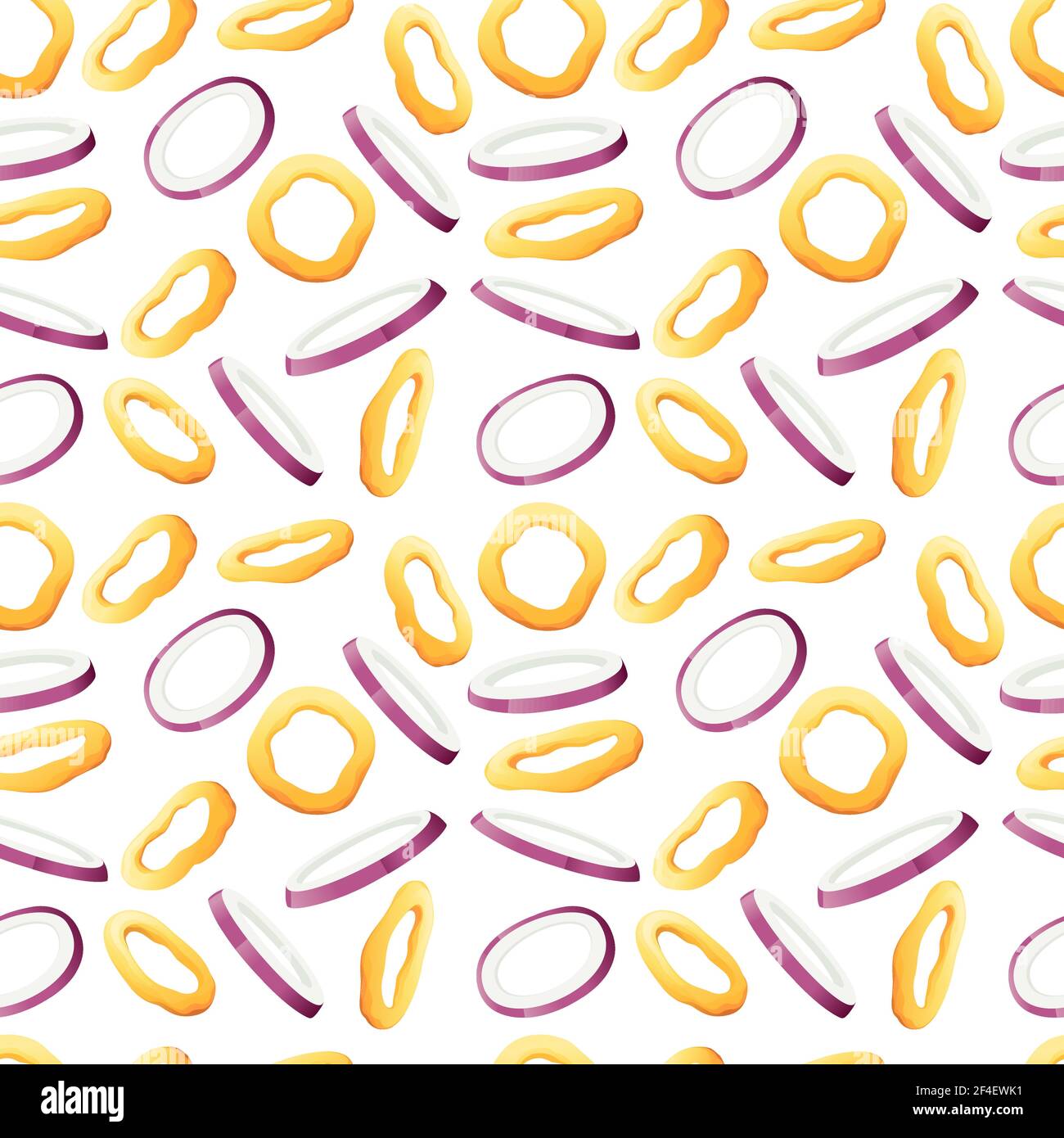 Seamless pattern fried onion rings tasty snacks for beer fast food ...