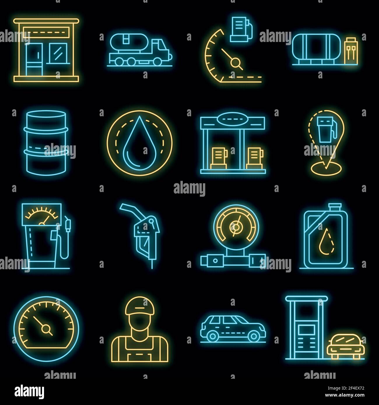 Petrol station icon set. Outline set of petrol station vector icons ...