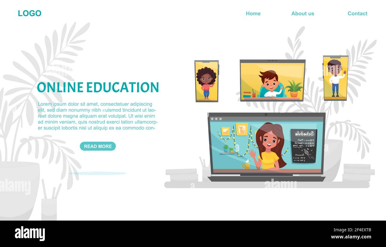 E-learning concept banner. Online education. Classmates using laptop ...