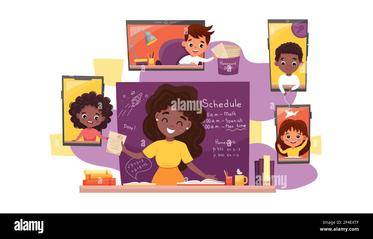 Online learning vector stock illustration. Study at home, online test ...