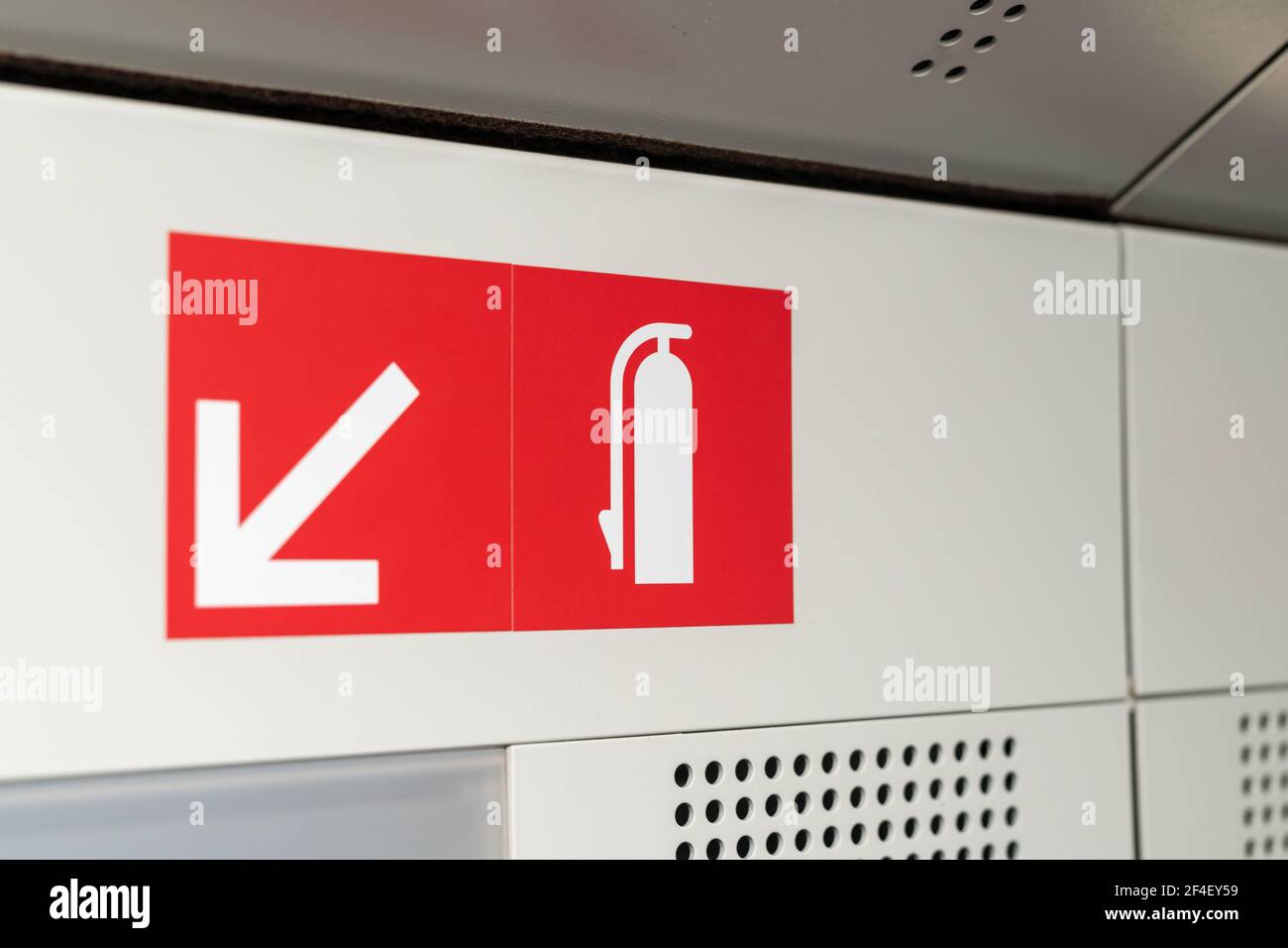 This sign indicates the location where the fire extinguisher is stored ...