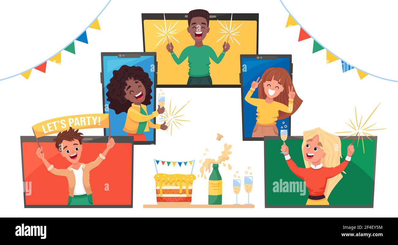 Online virtual party, observe a birthday, corporate or family meeting ...