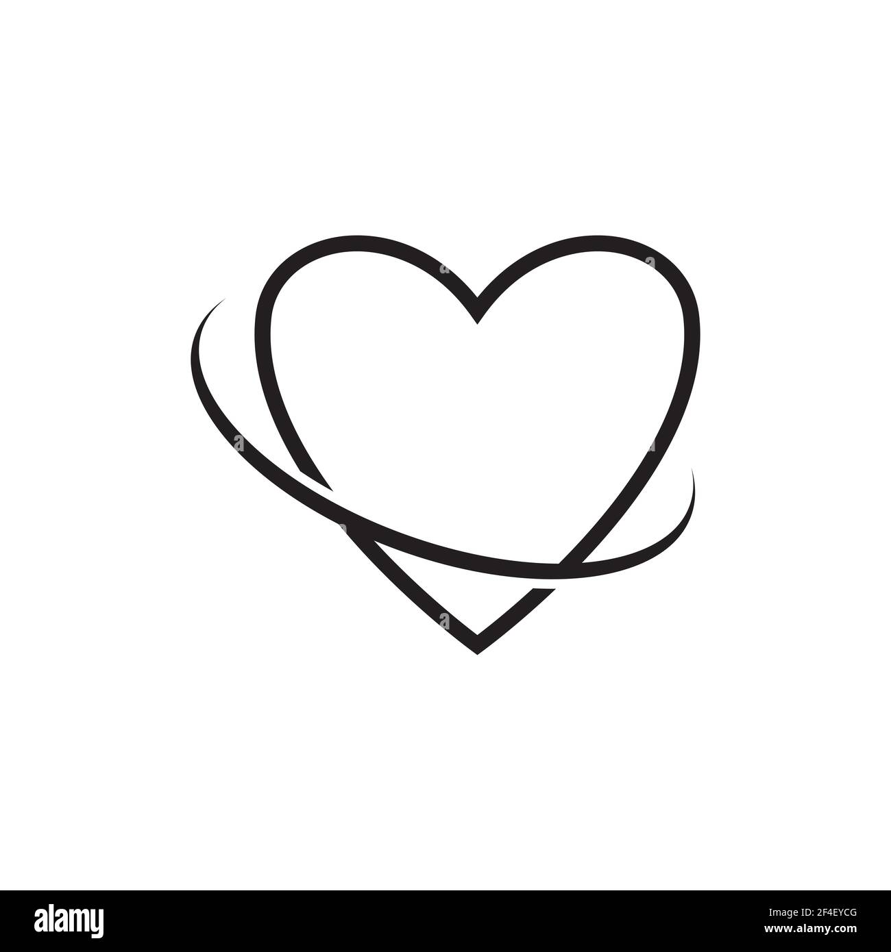 heart outline icon vector with curved isolated on white background ...