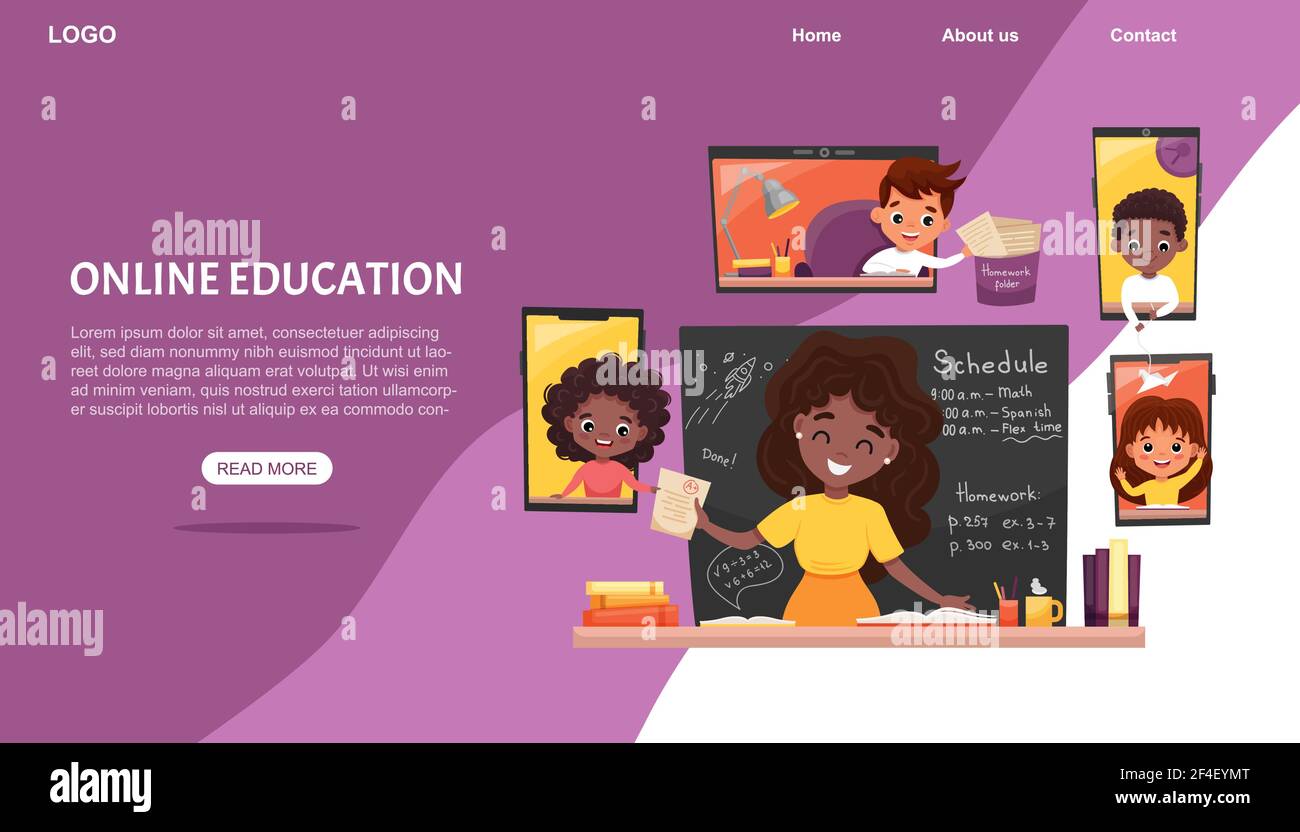 Digital Classroom Online Education website template or background Stock ...
