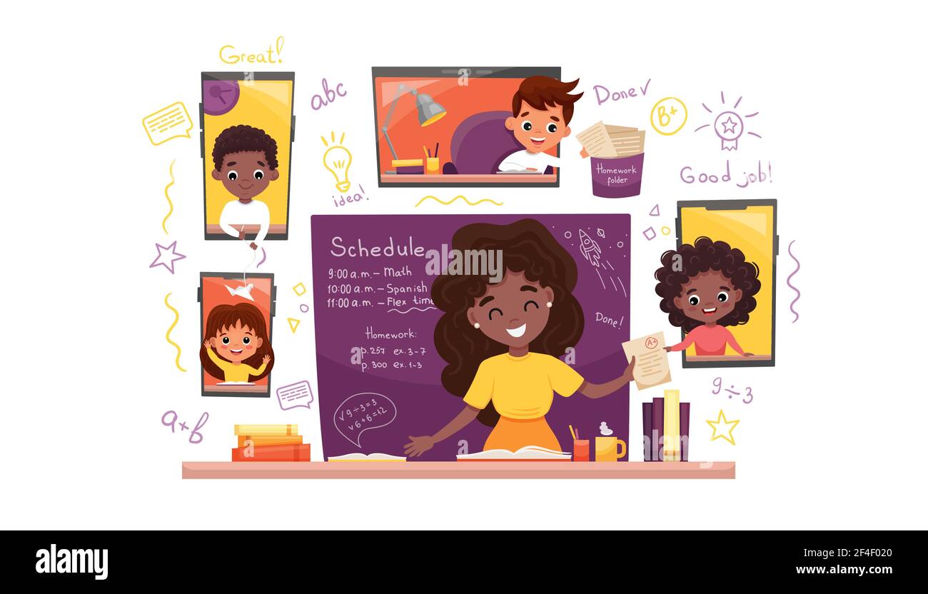 Online learning vector stock illustration. Study at home, online test ...