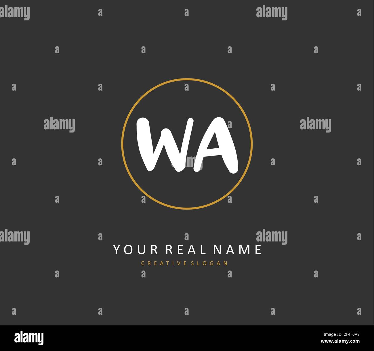 W A WA Initial letter handwriting and signature logo. A concept ...