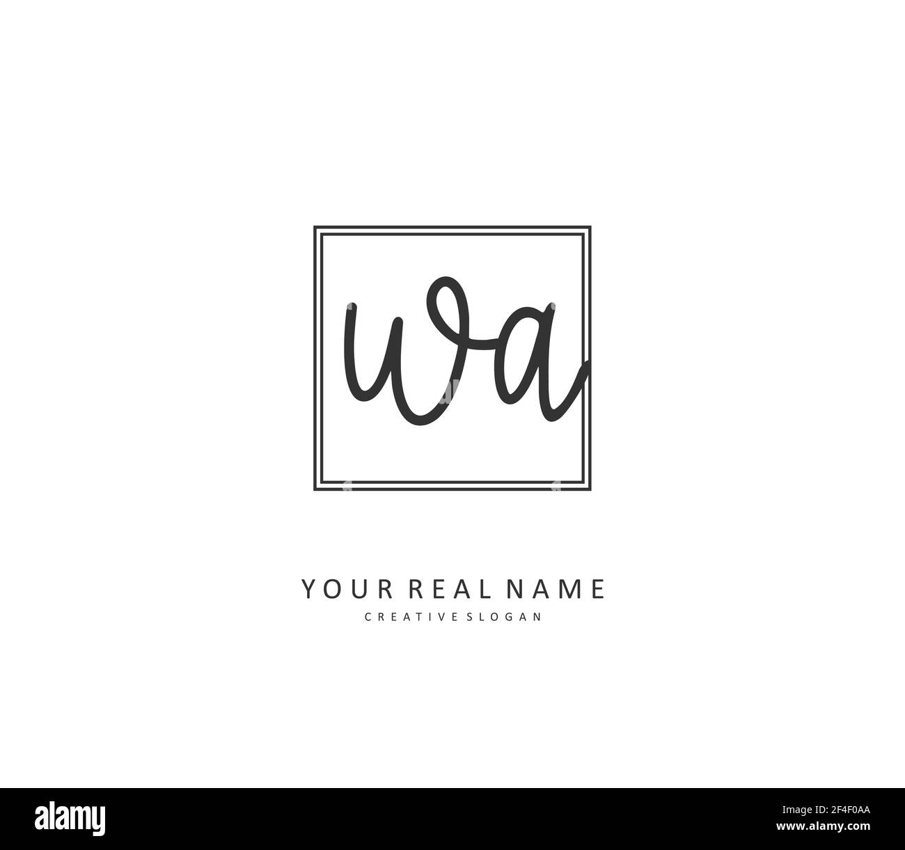 W A WA Initial letter handwriting and signature logo. A concept ...