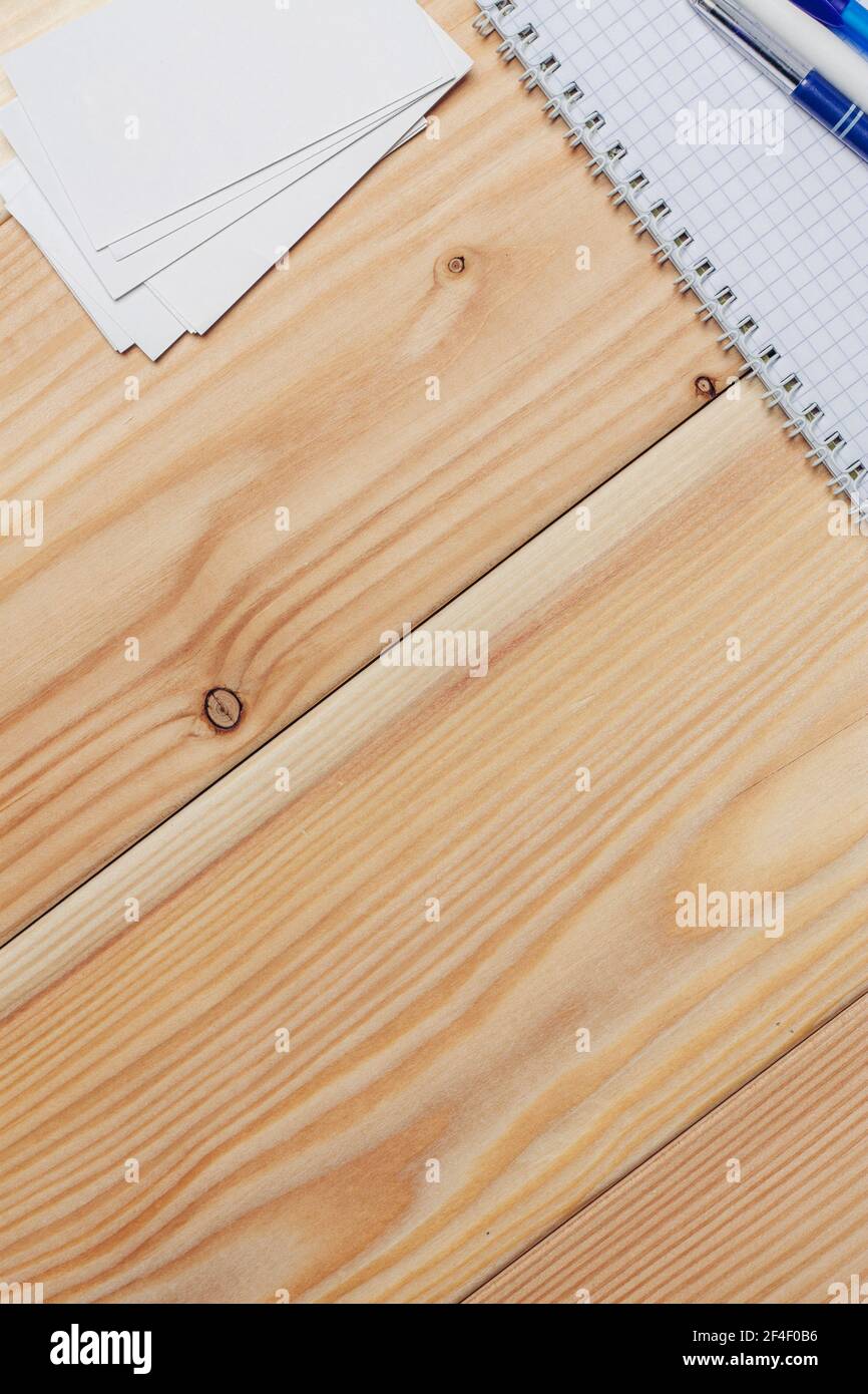 notepad pen desk wooden background office object Copy Space Stock Photo ...