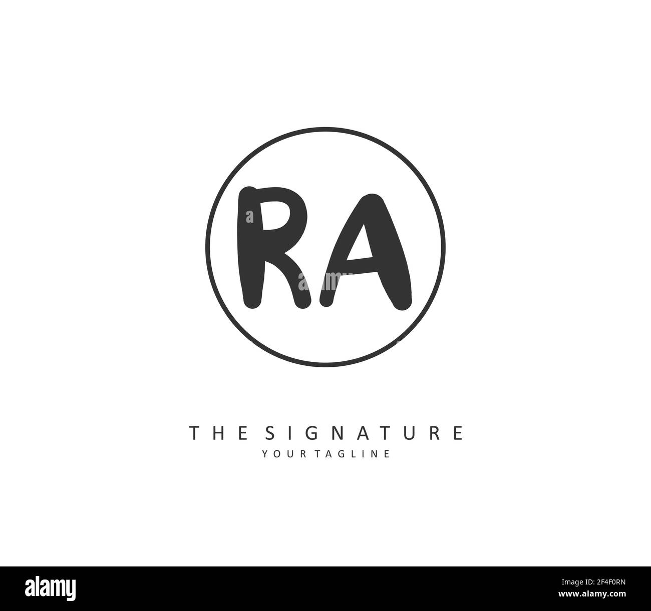 R A RA Initial letter handwriting and signature logo. A concept ...