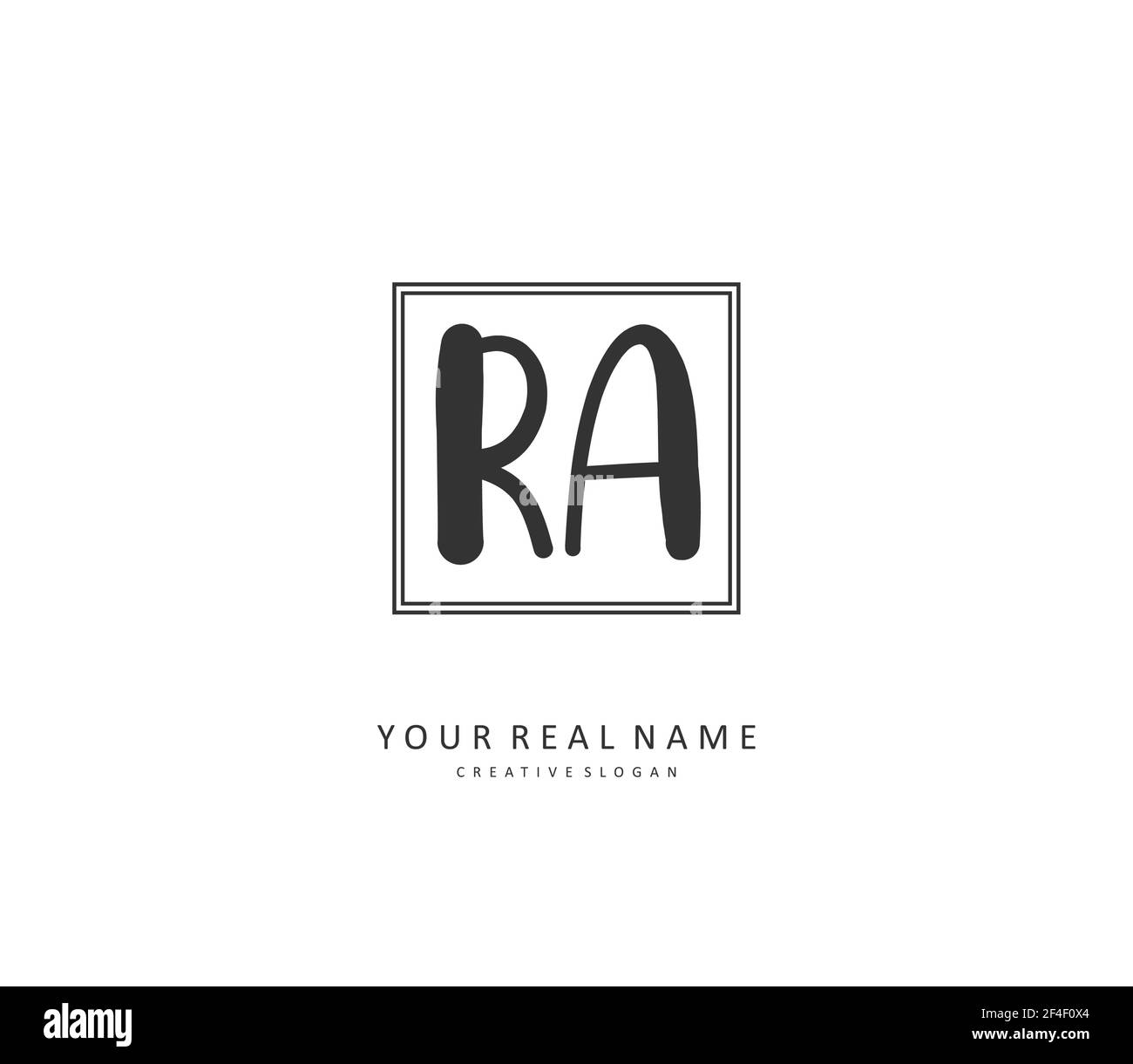 R A RA Initial letter handwriting and signature logo. A concept ...