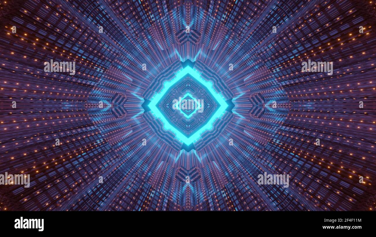 A 3D rendering of a cool rhombus kaleidoscopic futuristic tunnel in ...