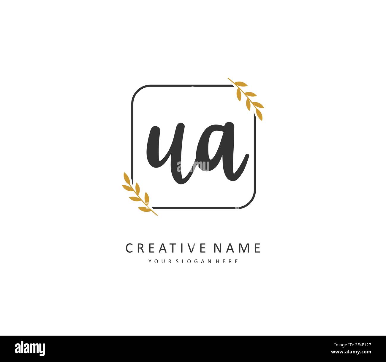 U A UA Initial letter handwriting and signature logo. A concept ...