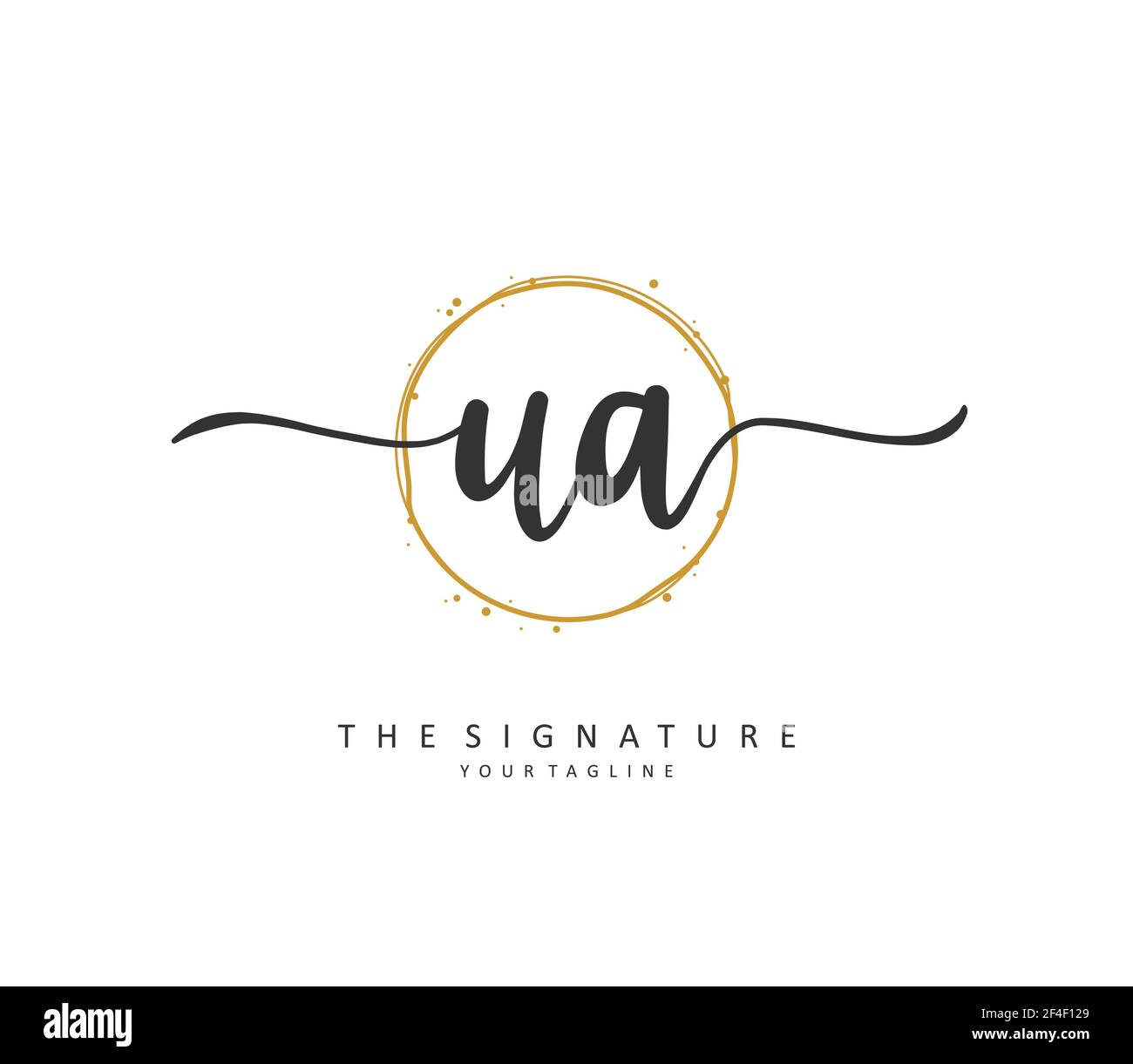 U A UA Initial letter handwriting and signature logo. A concept ...
