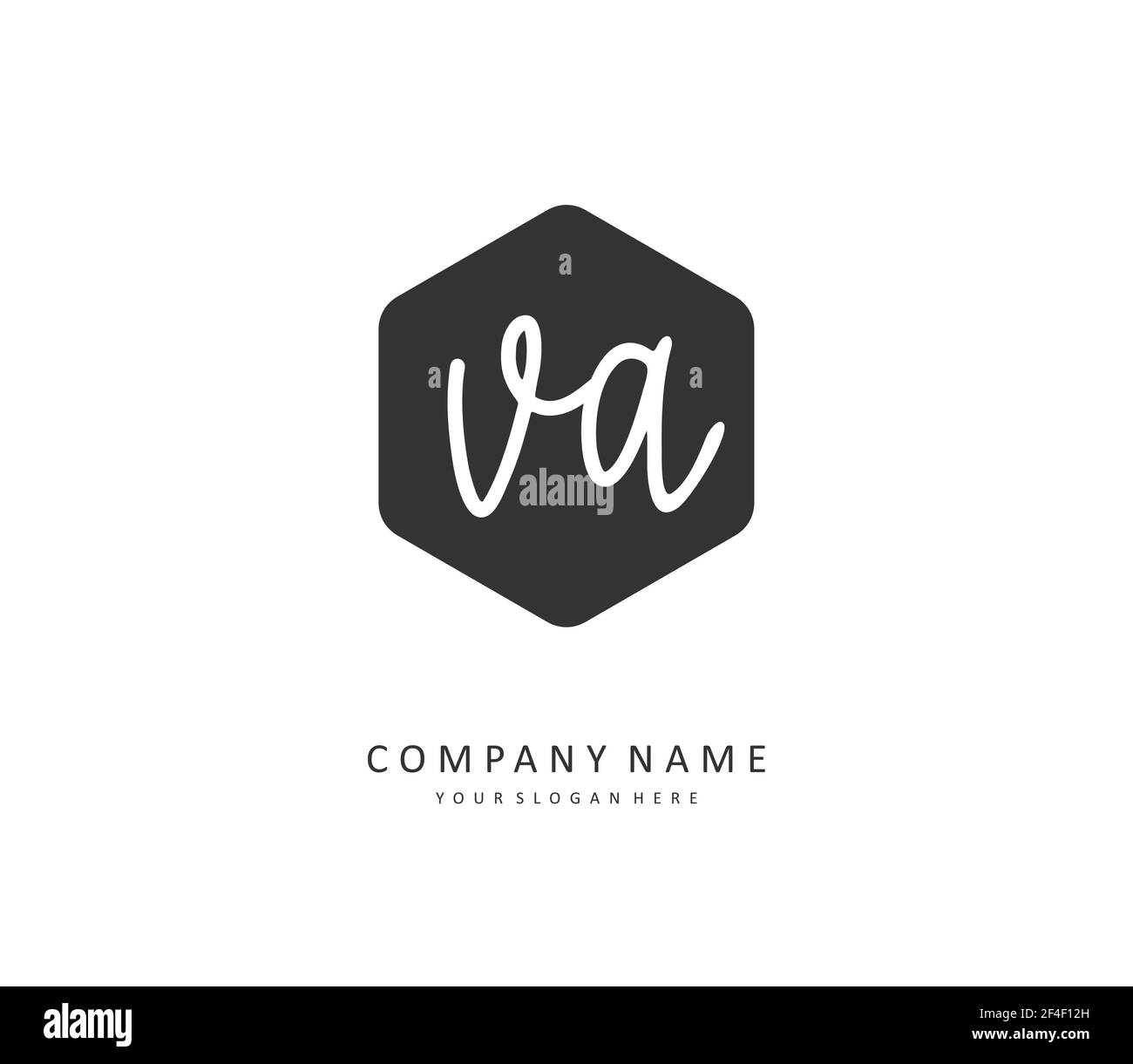 V A VA Initial letter handwriting and signature logo. A concept ...