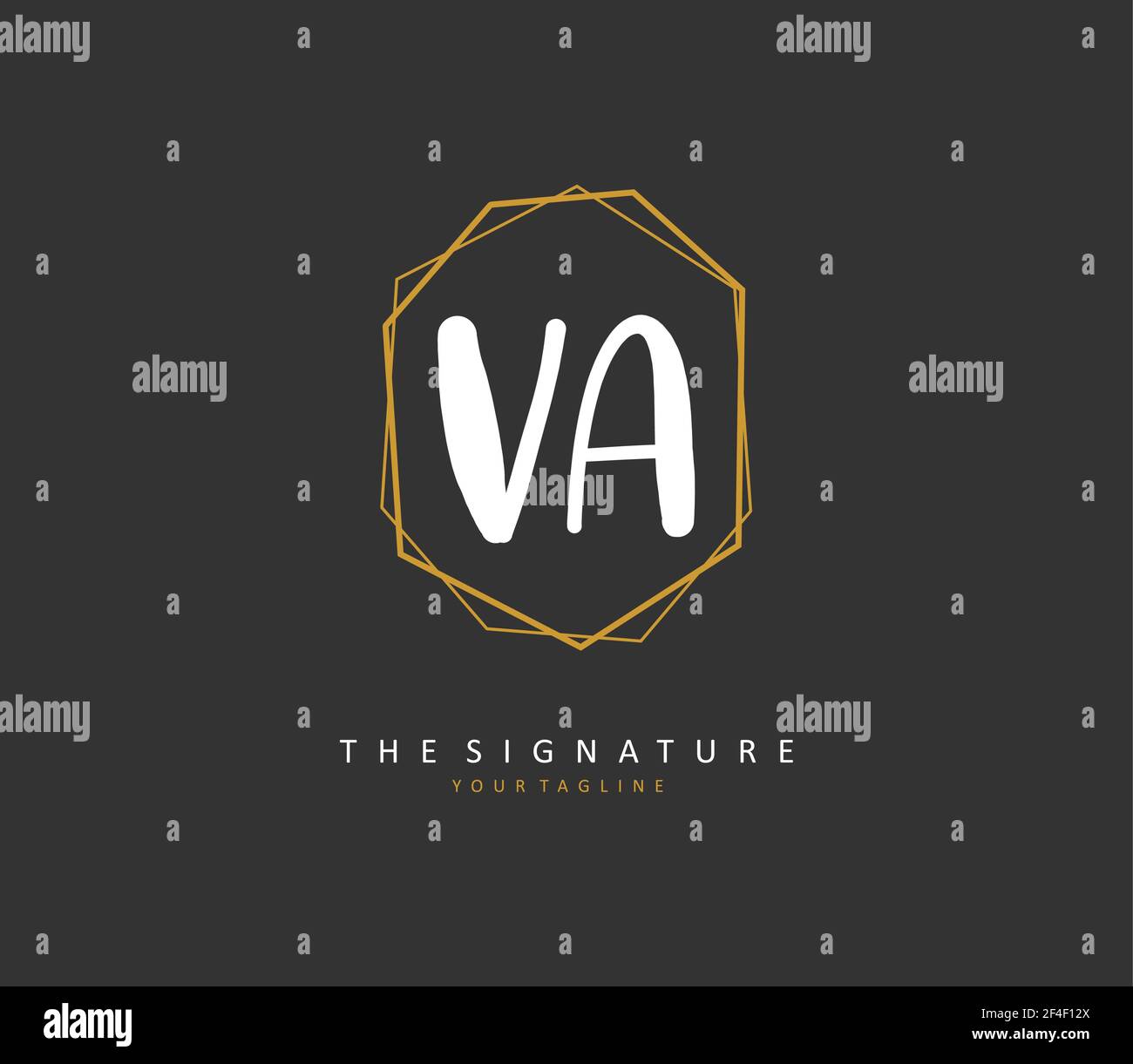 V A VA Initial letter handwriting and signature logo. A concept ...
