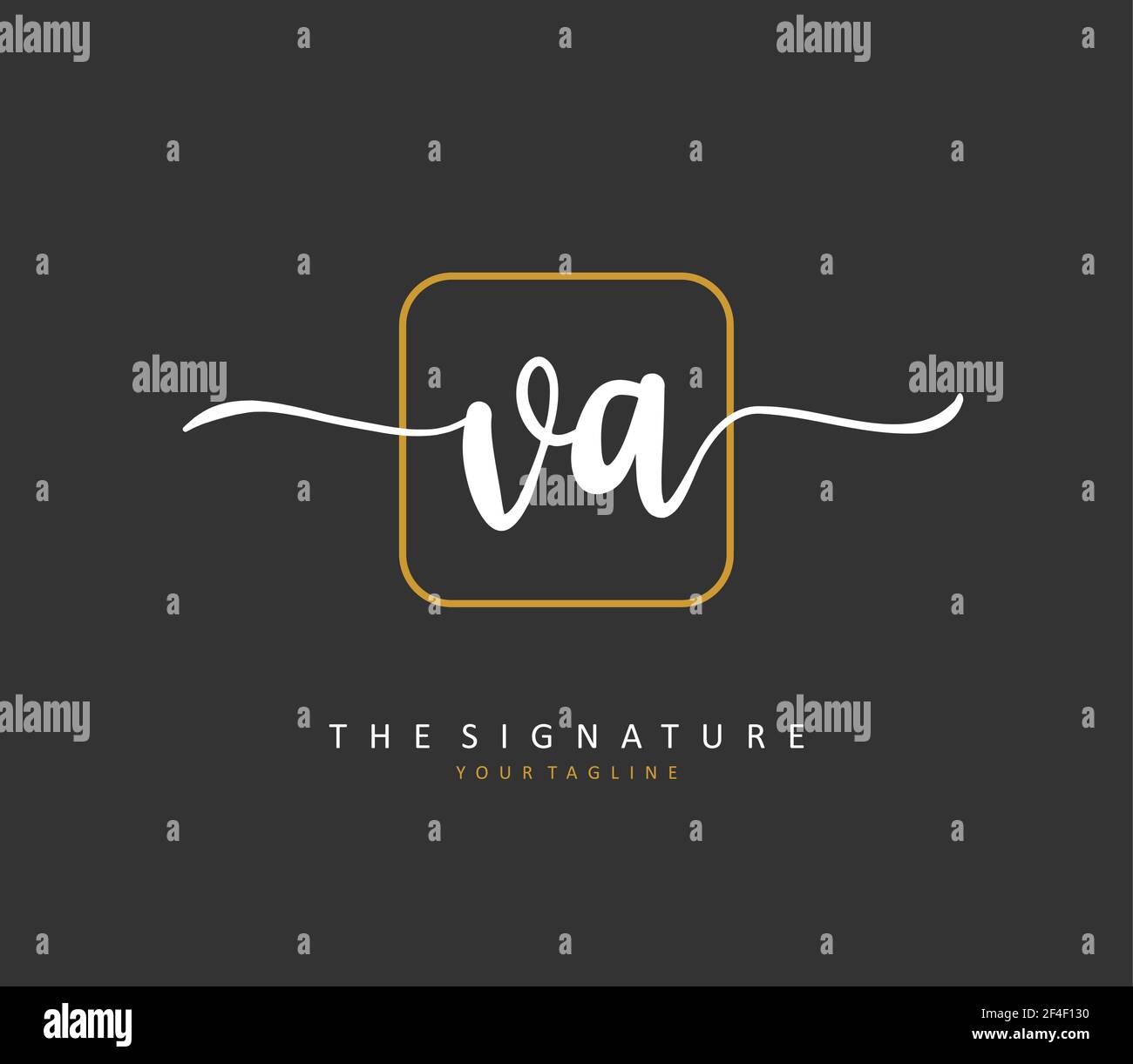 V A VA Initial letter handwriting and signature logo. A concept ...