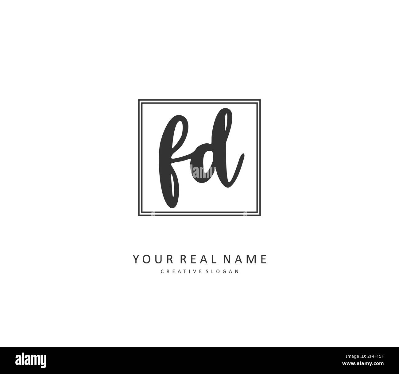 FD Initial letter handwriting and signature logo. A concept handwriting ...