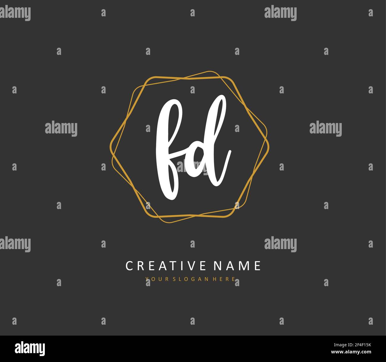 FD Initial letter handwriting and signature logo. A concept handwriting ...