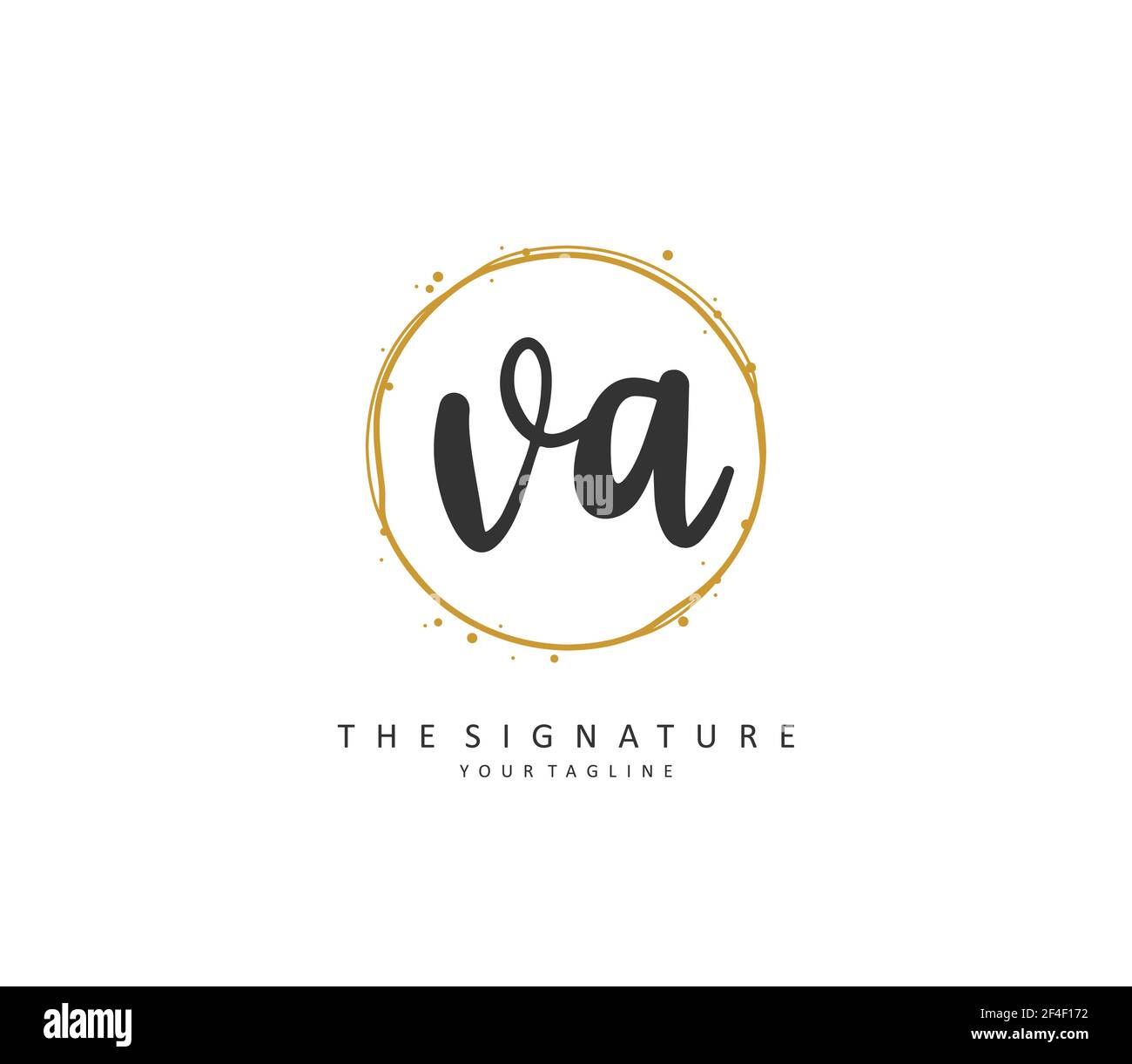 V A VA Initial letter handwriting and signature logo. A concept ...