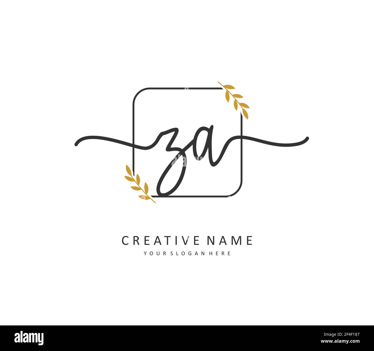 Z A ZA Initial letter handwriting and signature logo. A concept ...