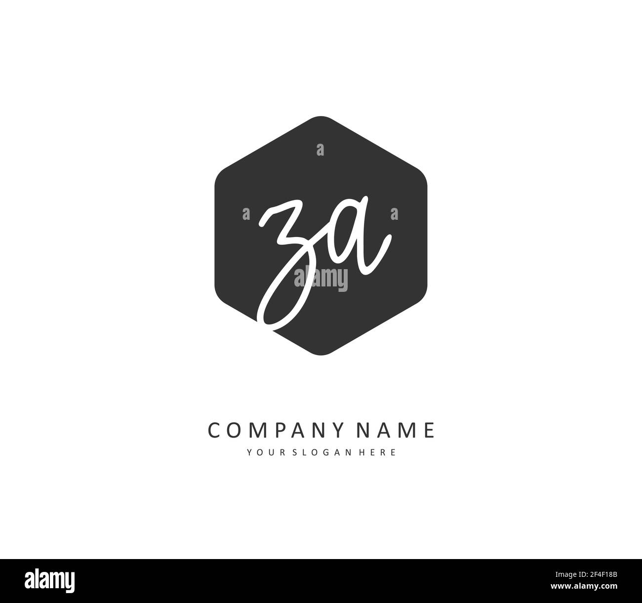 Z A ZA Initial letter handwriting and signature logo. A concept ...