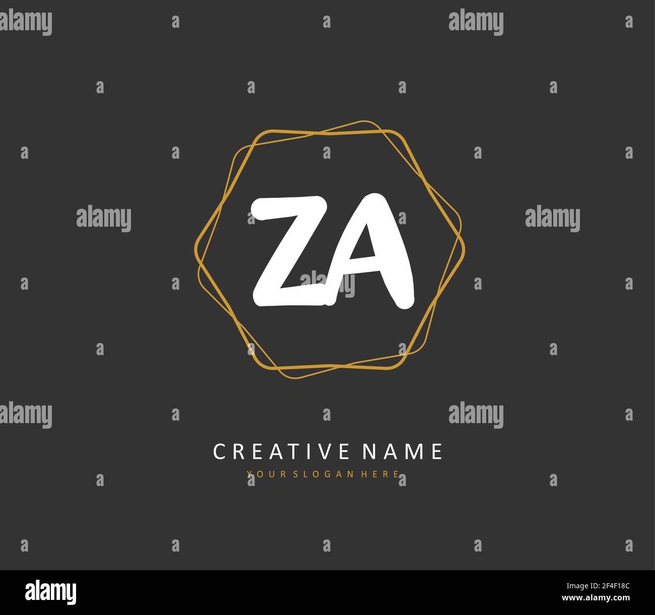 Z A ZA Initial letter handwriting and signature logo. A concept ...