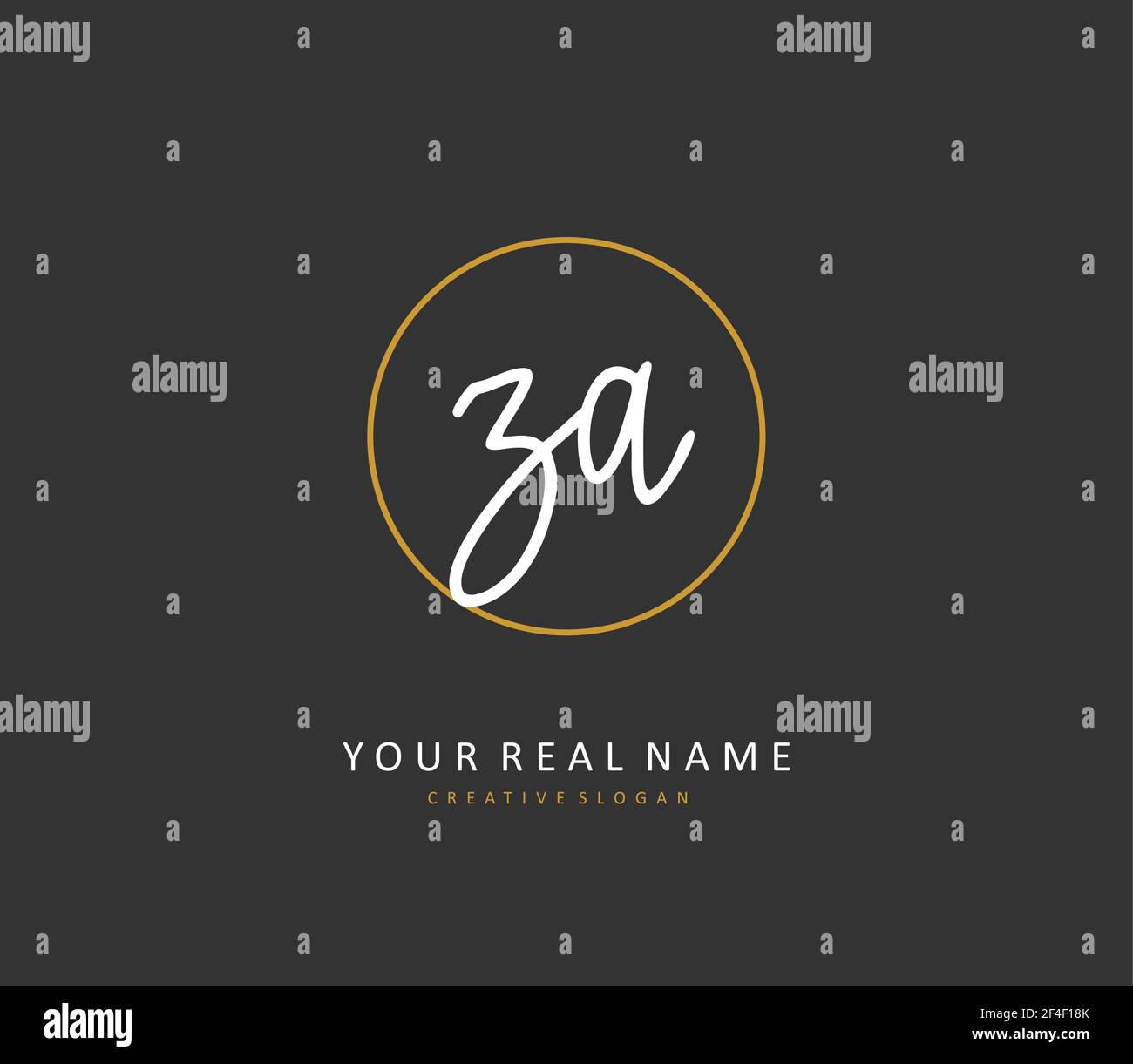 Z A ZA Initial letter handwriting and signature logo. A concept ...