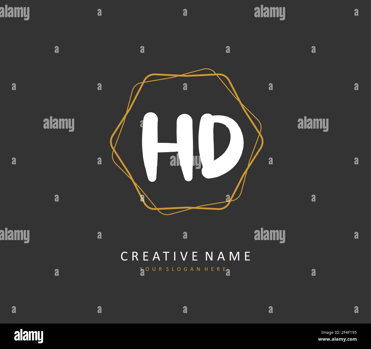 HD Initial letter handwriting and signature logo. A concept handwriting ...