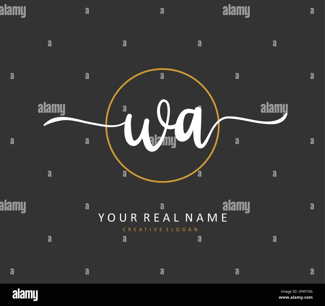 W A WA Initial letter handwriting and signature logo. A concept ...