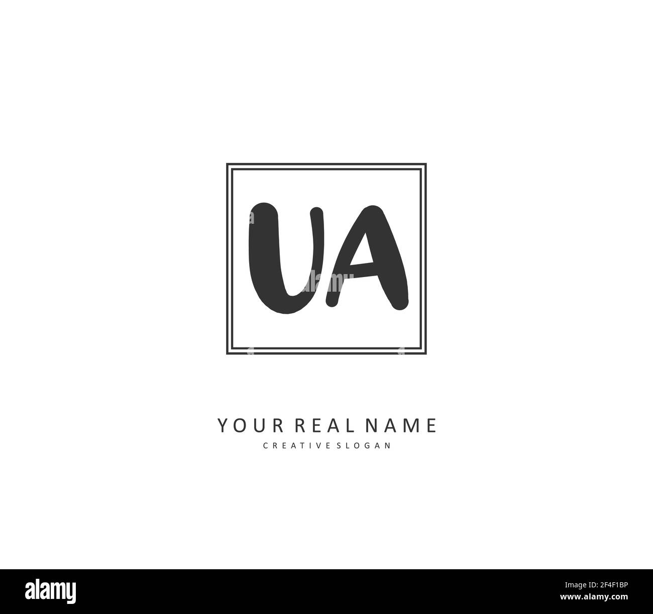 U A UA Initial letter handwriting and signature logo. A concept ...