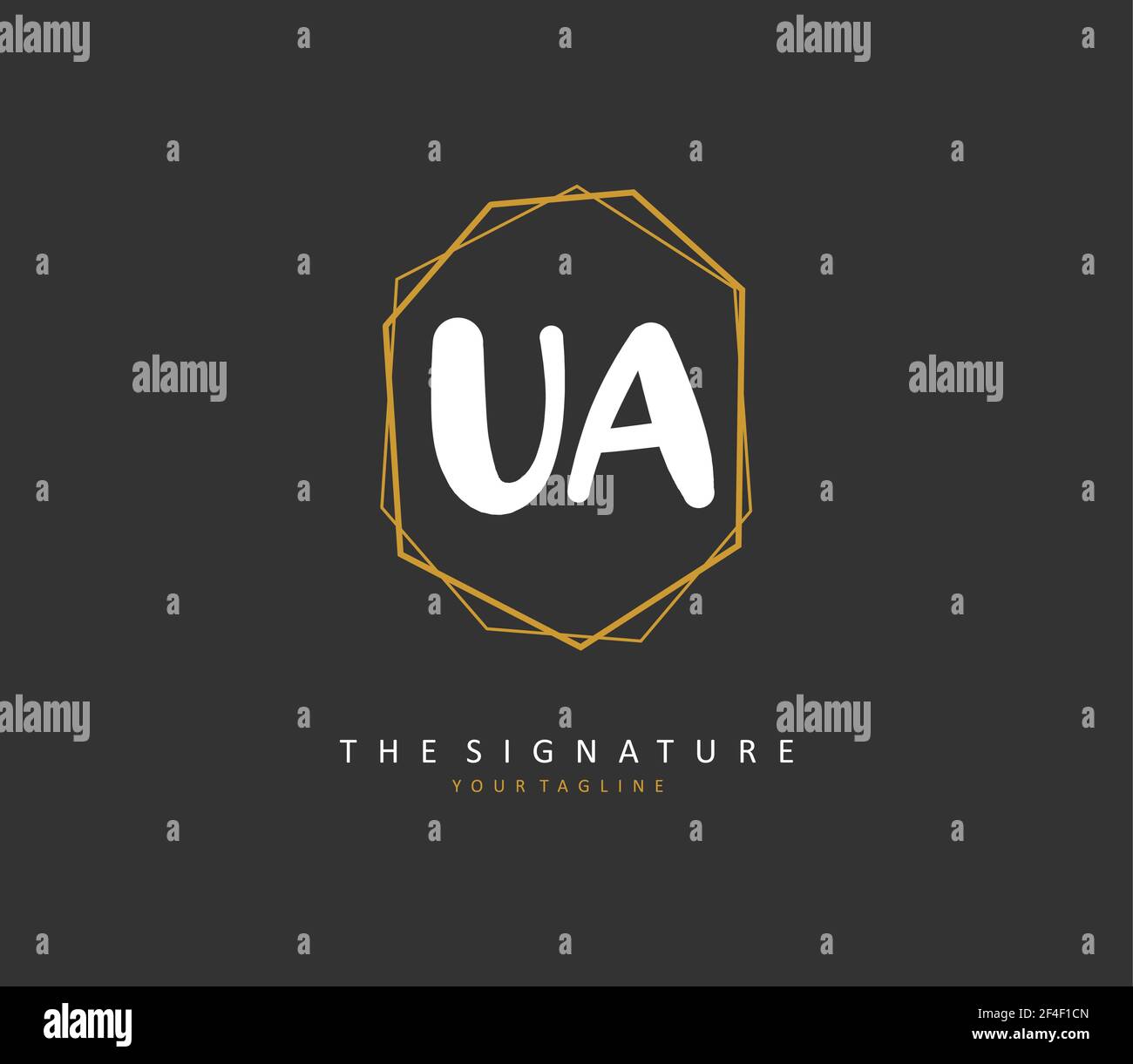 U A UA Initial letter handwriting and signature logo. A concept ...
