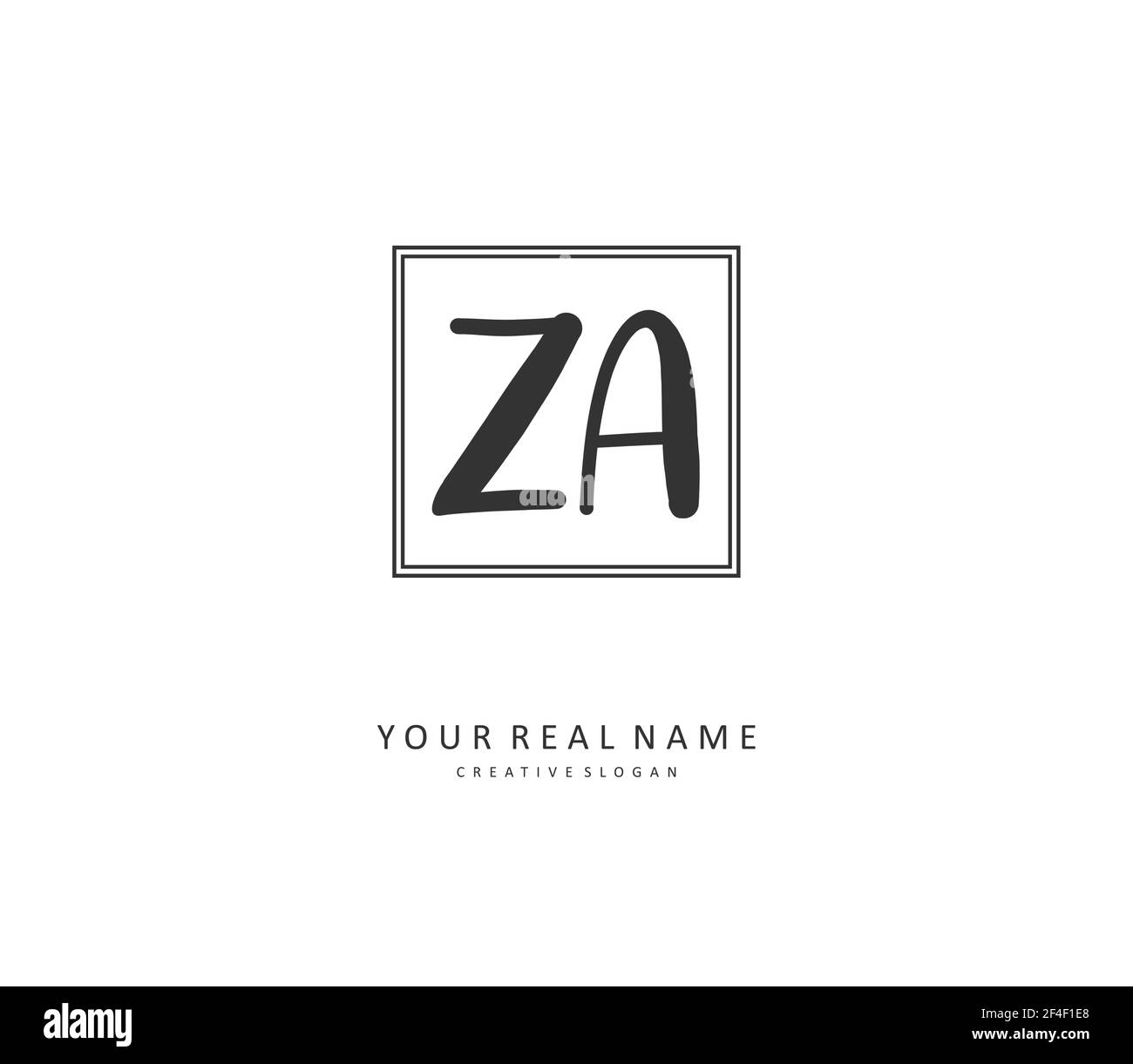 Z A ZA Initial letter handwriting and signature logo. A concept ...
