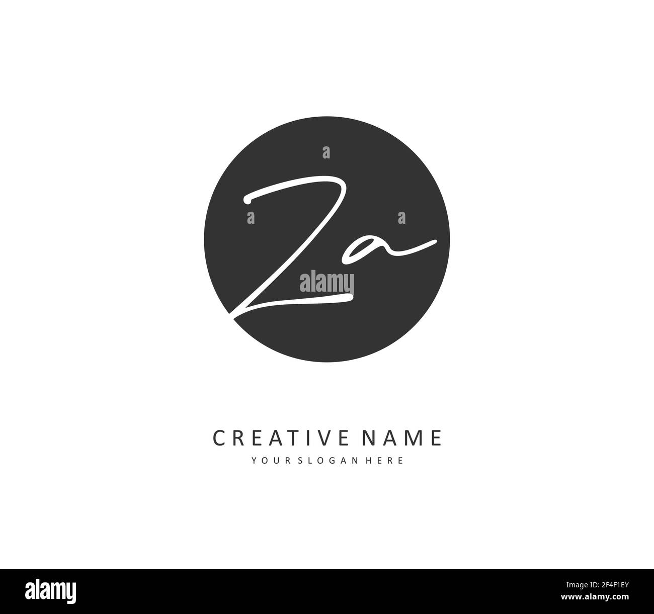 Z A ZA Initial letter handwriting and signature logo. A concept ...