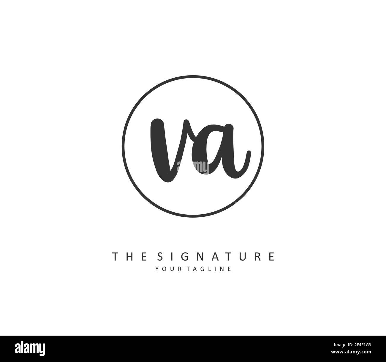 V A VA Initial letter handwriting and signature logo. A concept ...
