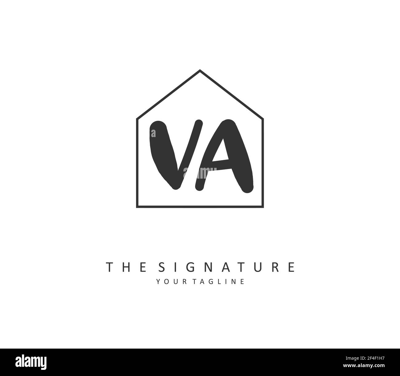 V A VA Initial letter handwriting and signature logo. A concept ...