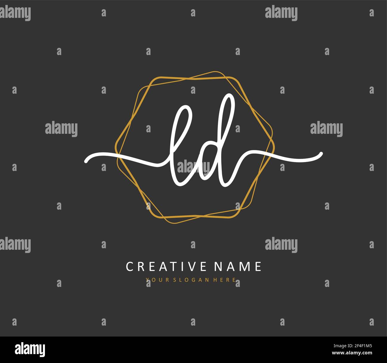 LD Initial letter handwriting and signature logo. A concept handwriting ...