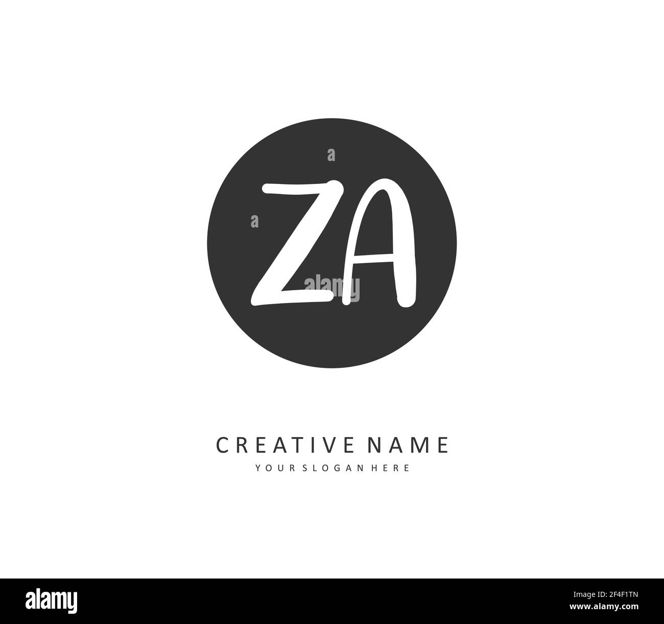 Z A ZA Initial letter handwriting and signature logo. A concept ...