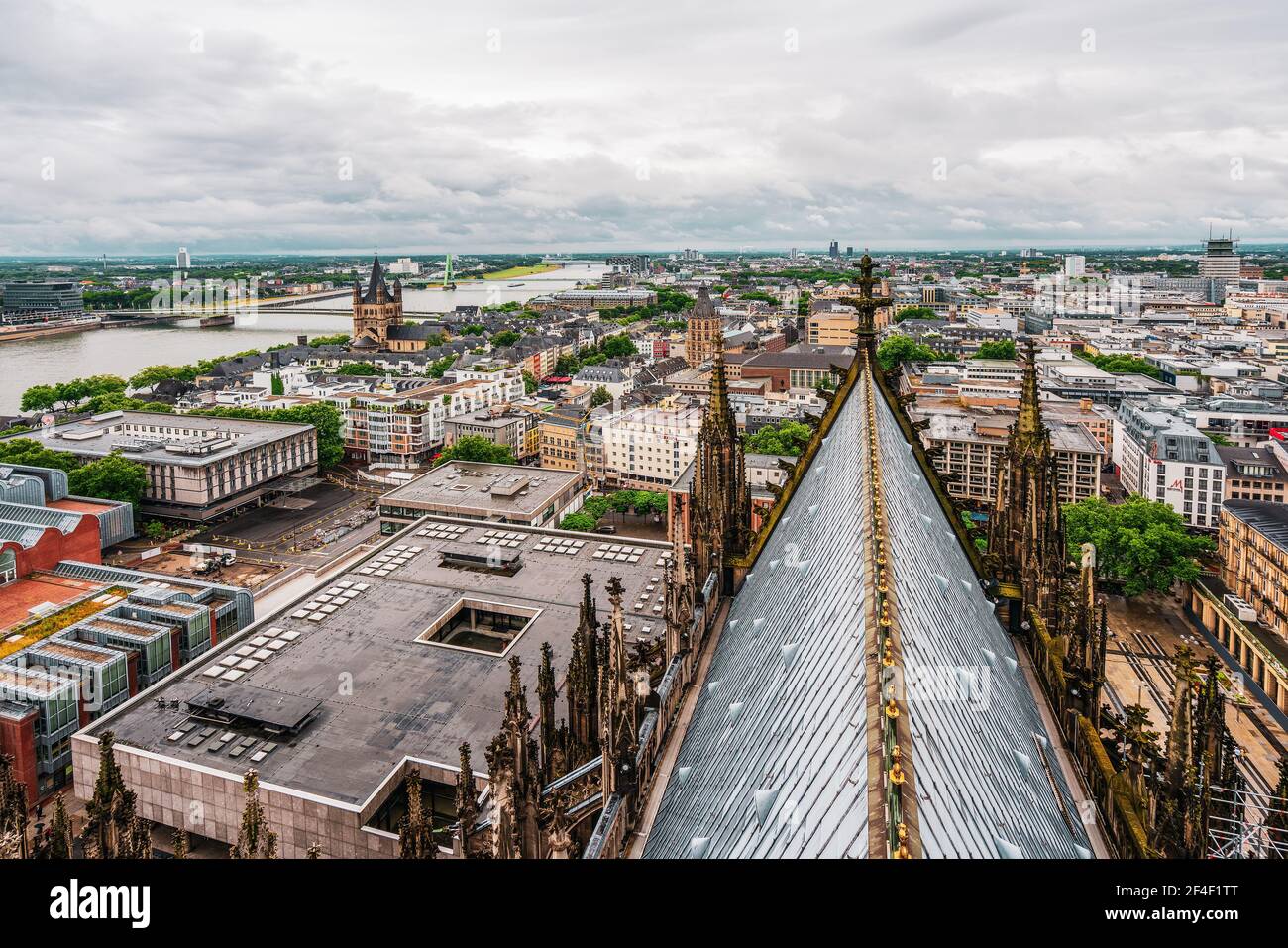 View over the roof of Cologne Cathedral to the city center, Germany ...