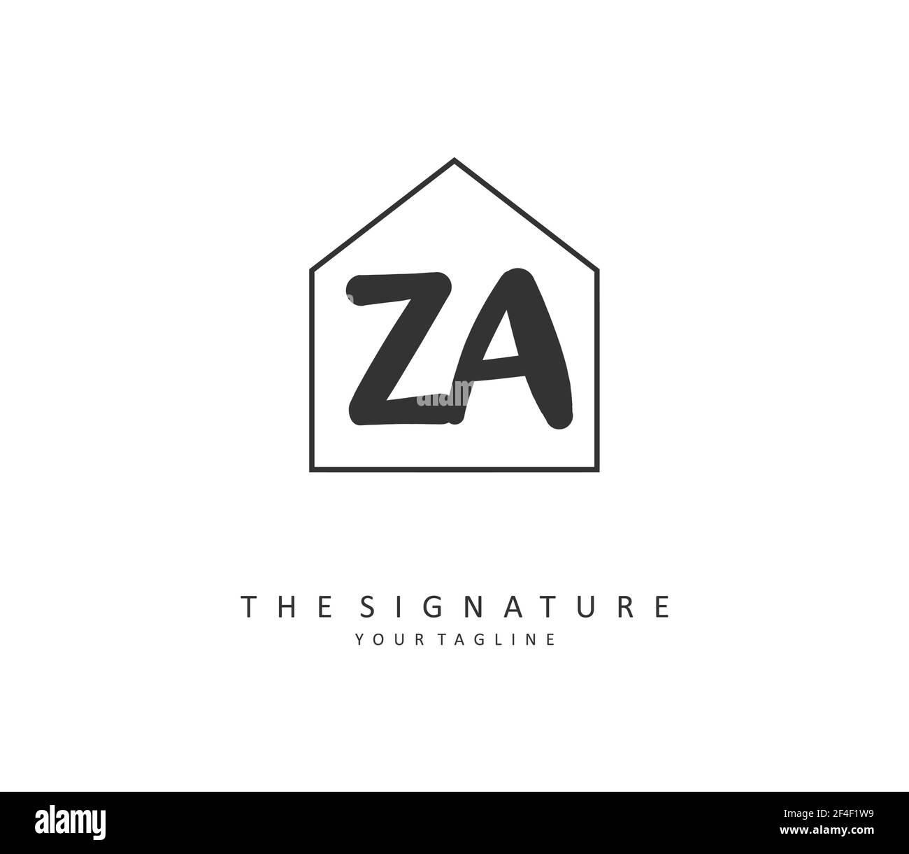 Z A ZA Initial letter handwriting and signature logo. A concept ...
