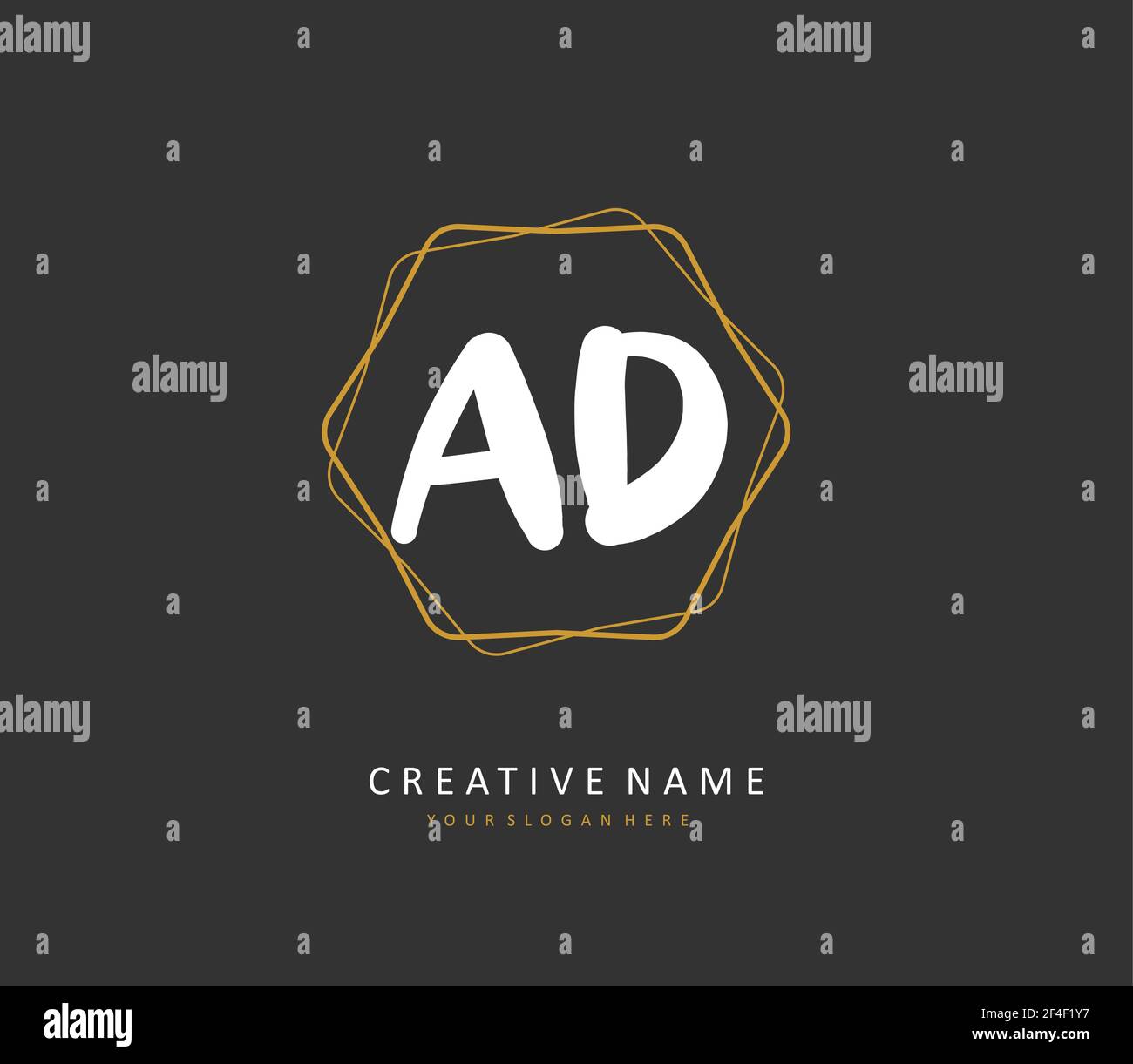 AD Initial letter handwriting and signature logo. A concept handwriting ...
