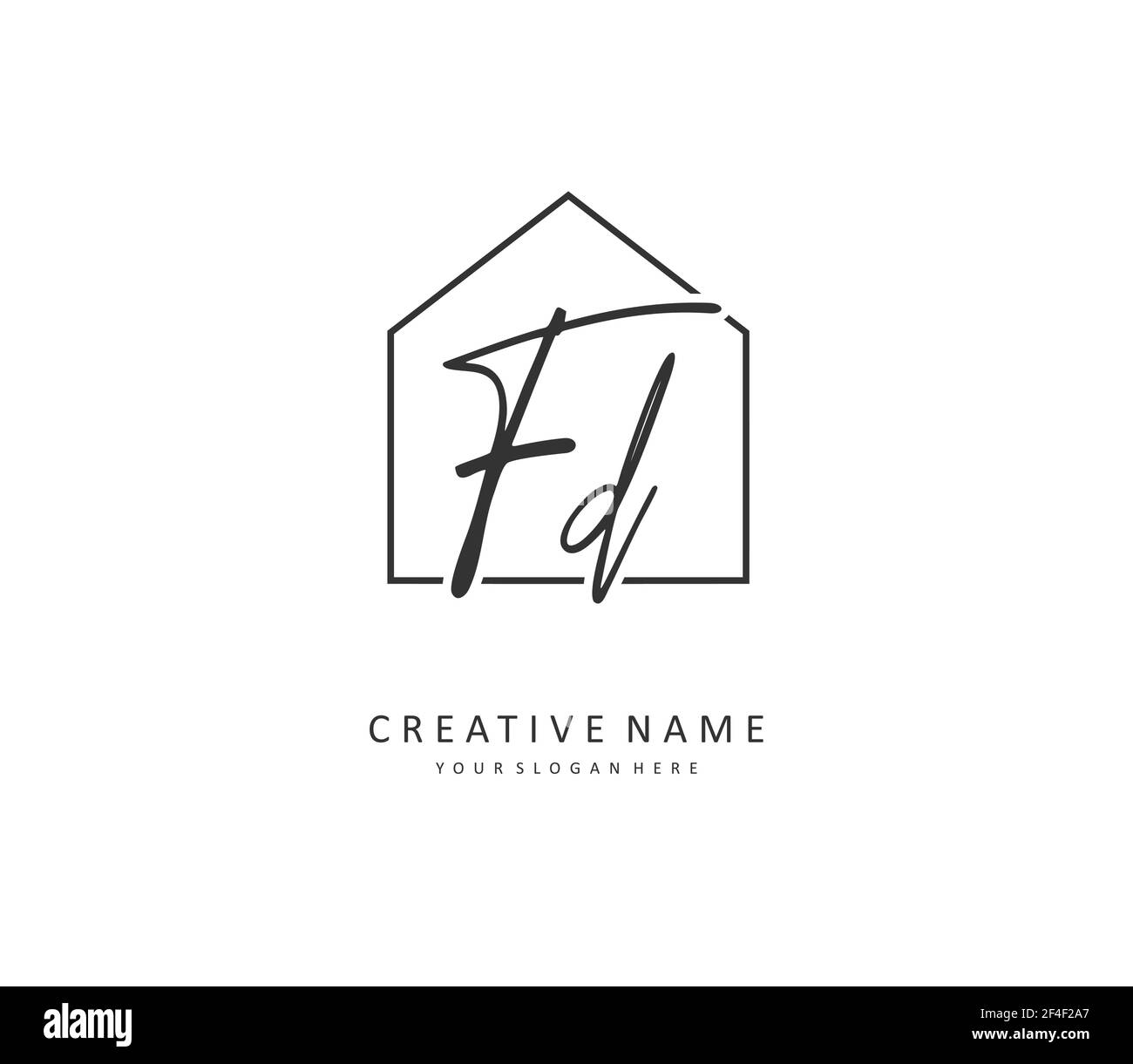 FD Initial letter handwriting and signature logo. A concept handwriting ...