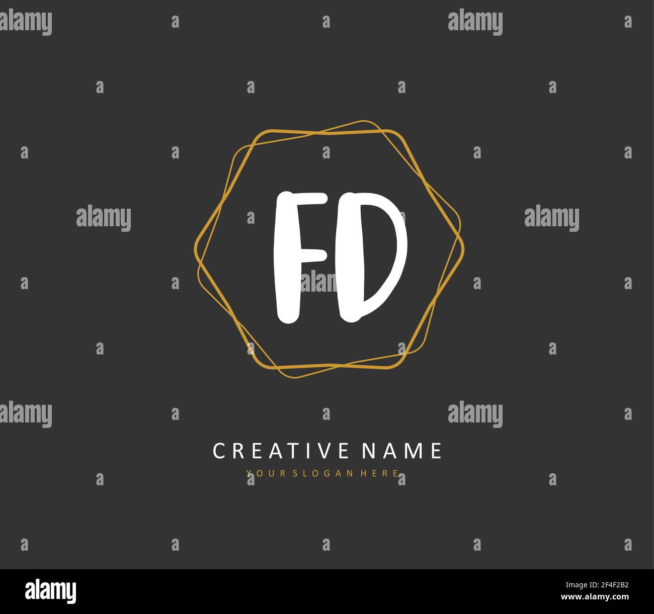FD Initial letter handwriting and signature logo. A concept handwriting ...