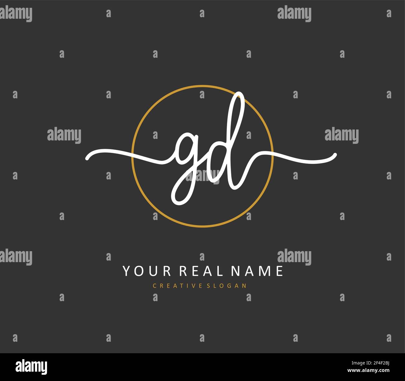 GD Initial letter handwriting and signature logo. A concept handwriting initial logo with ...