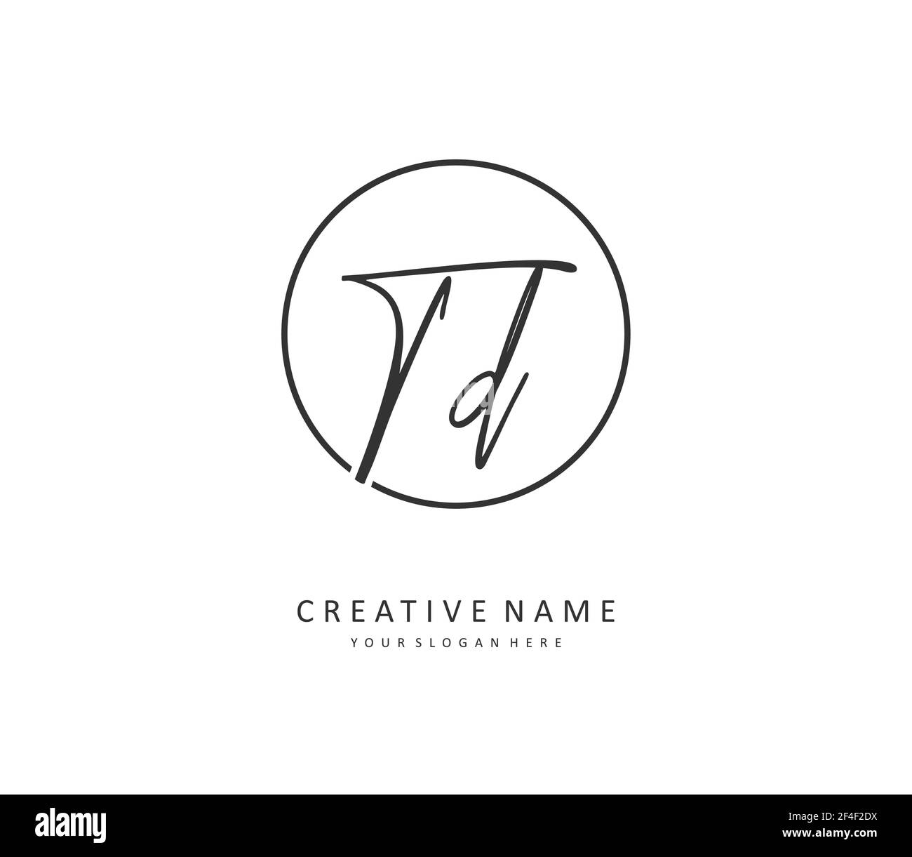 TD Initial letter handwriting and signature logo. A concept handwriting ...