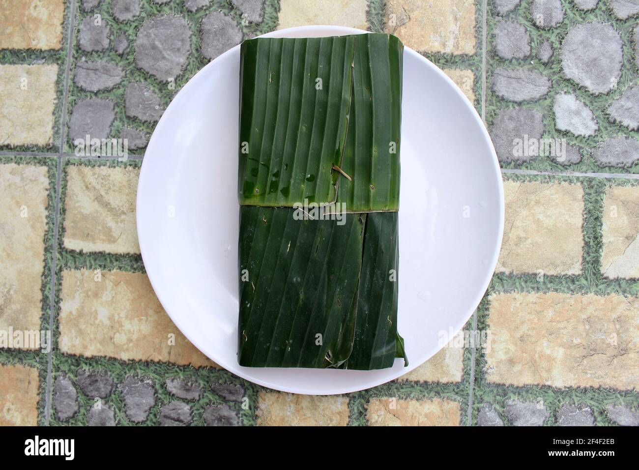 Tempe or tempeh wrapped in banana leaves. Traditional protein source in ...